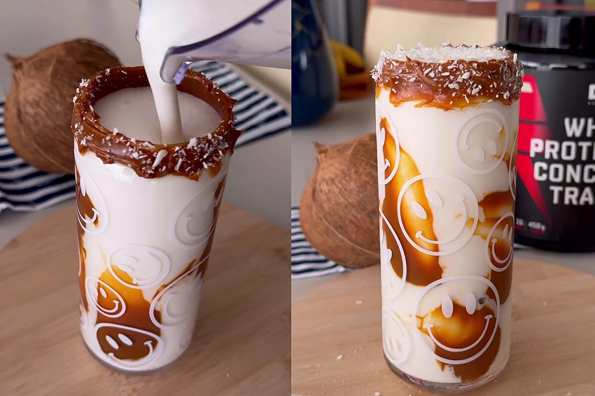 Frapé de coco saudável, com apenas 4 ingredientes